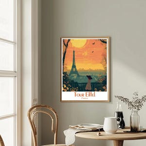 Eiffel Tower Travel Poster Vintage Paris Wall Art, French Iconic Print ...