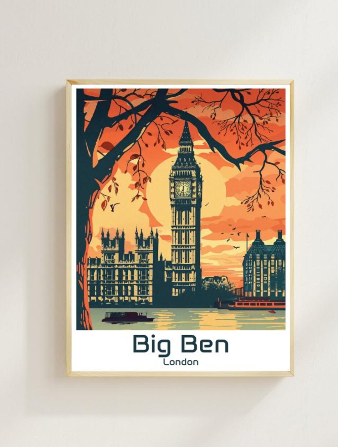 Big Ben London Travel Poster Iconic Landmark Wall Art of England ...