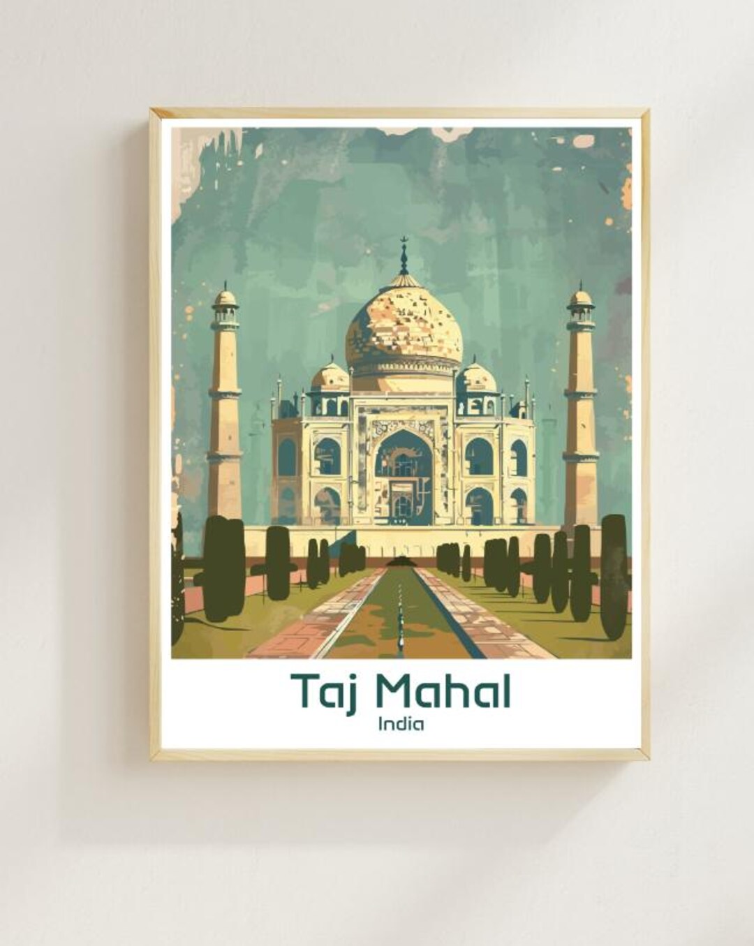 Taj Mahal Travel Poster Iconic India Landmark Wall Art, Majestic ...