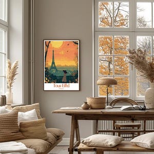 Eiffel Tower Travel Poster Vintage Paris Wall Art, French Iconic Print ...