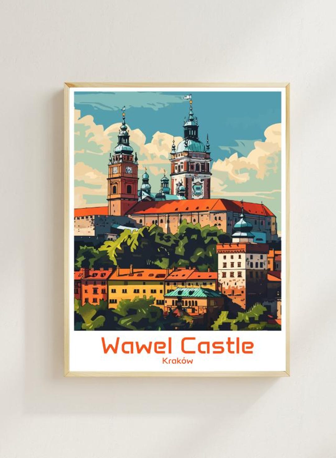Kraków Poland Wawel Castle Travel Poster Historic Architecture Wall Art ...