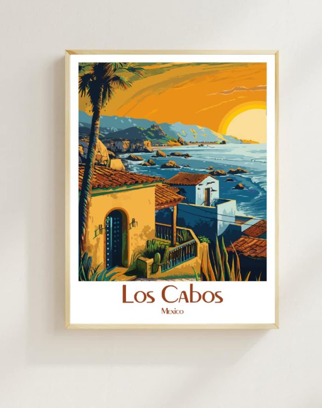 Los Cabos Travel Poster Stunning Beach Wall Art, Mexico Coastline Print ...