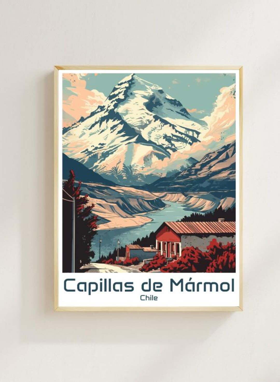 Capillas De Mármol Travel Poster Marble Caves Scenic Wall Art, Chile ...