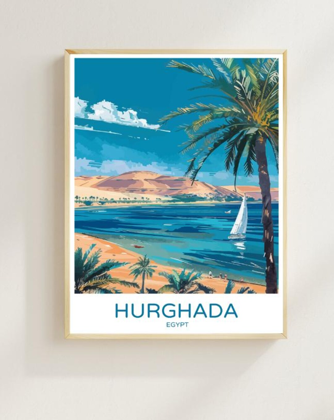 Hurghada Travel Poster Stunning Red Sea Resort Wall Art, Beautiful ...