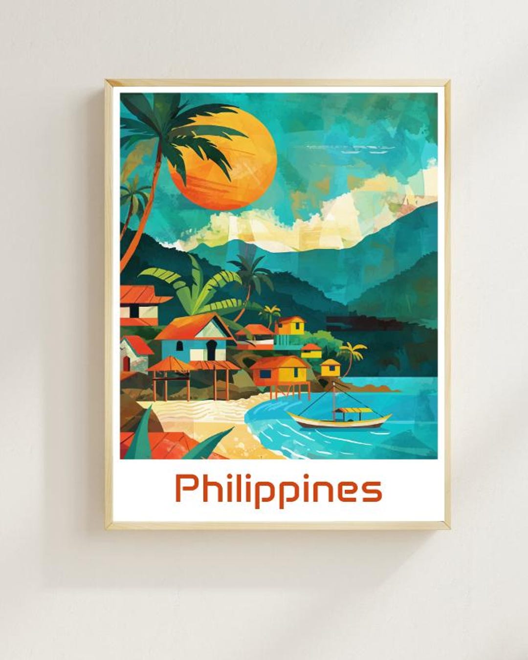 Philippines Travel Poster Vintage Tropical Island Wall Art, Southeast ...