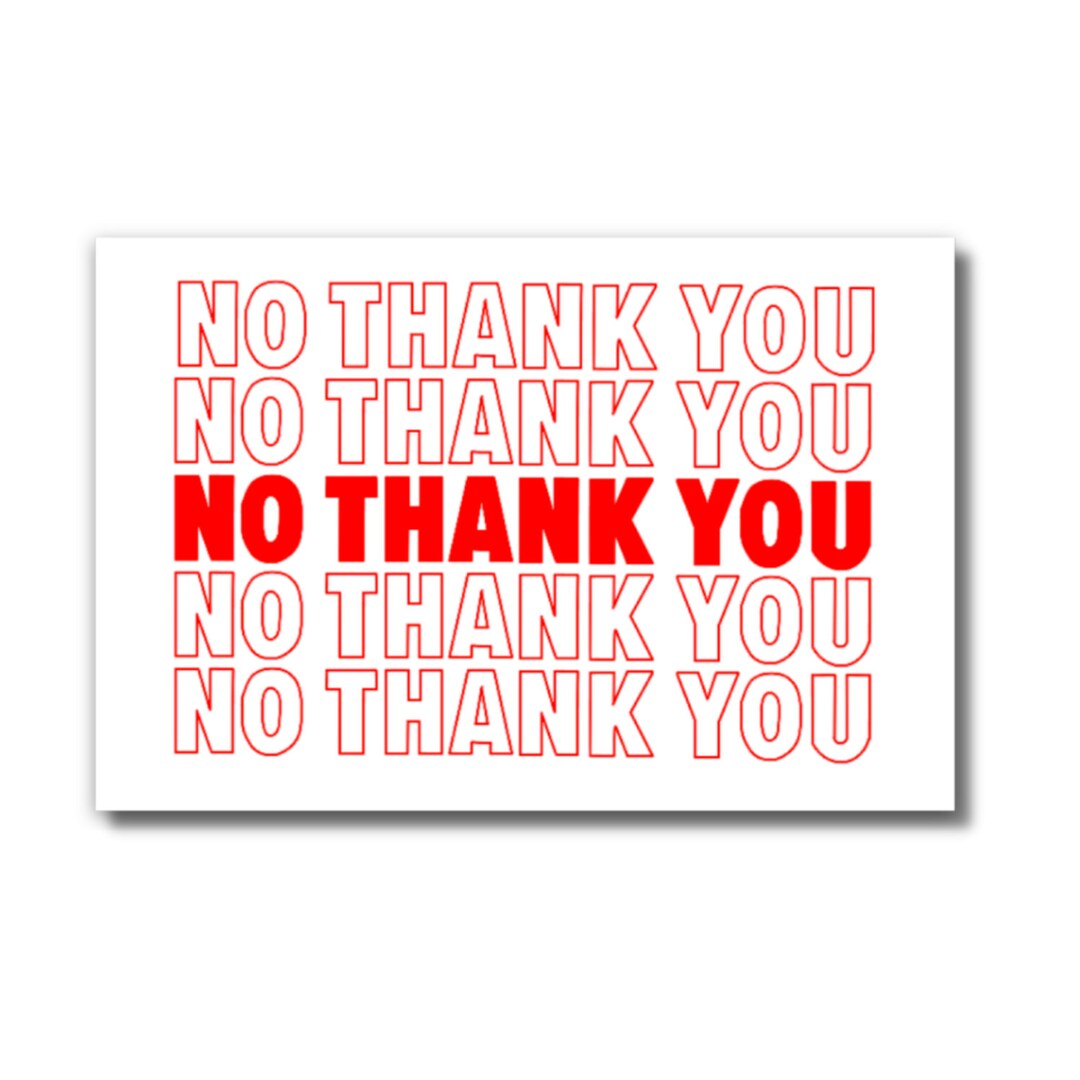 No Thank You Sticker - Etsy