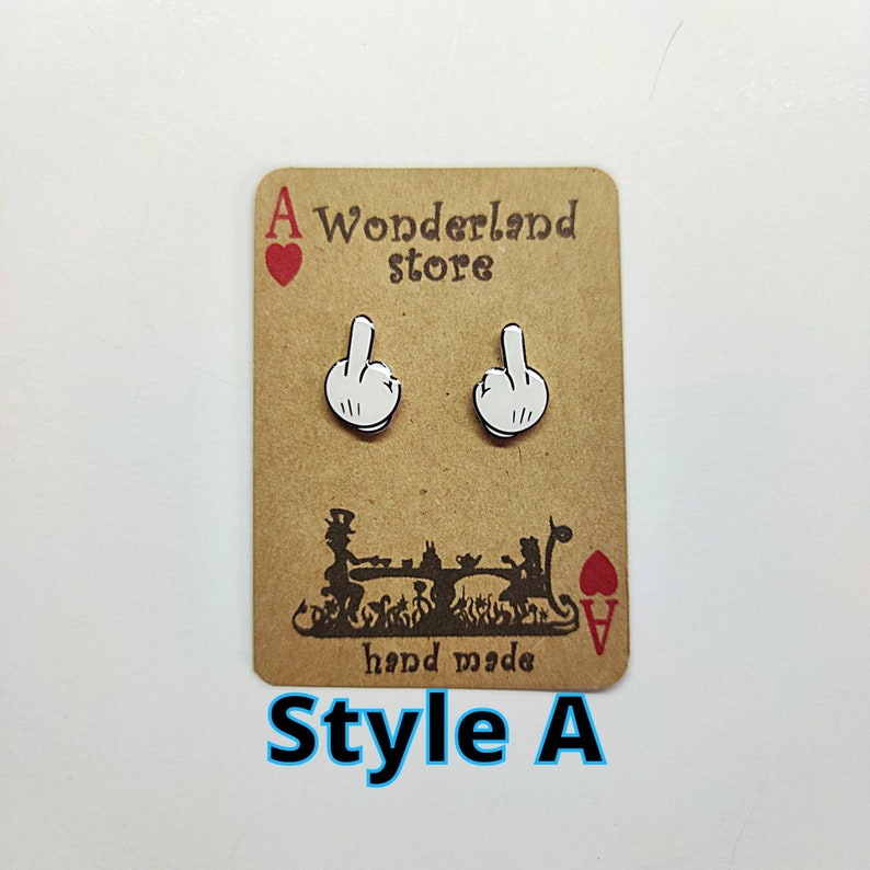 Cartoon Style Middle Finger Stud Earrings. Approx 10/15mm - Etsy