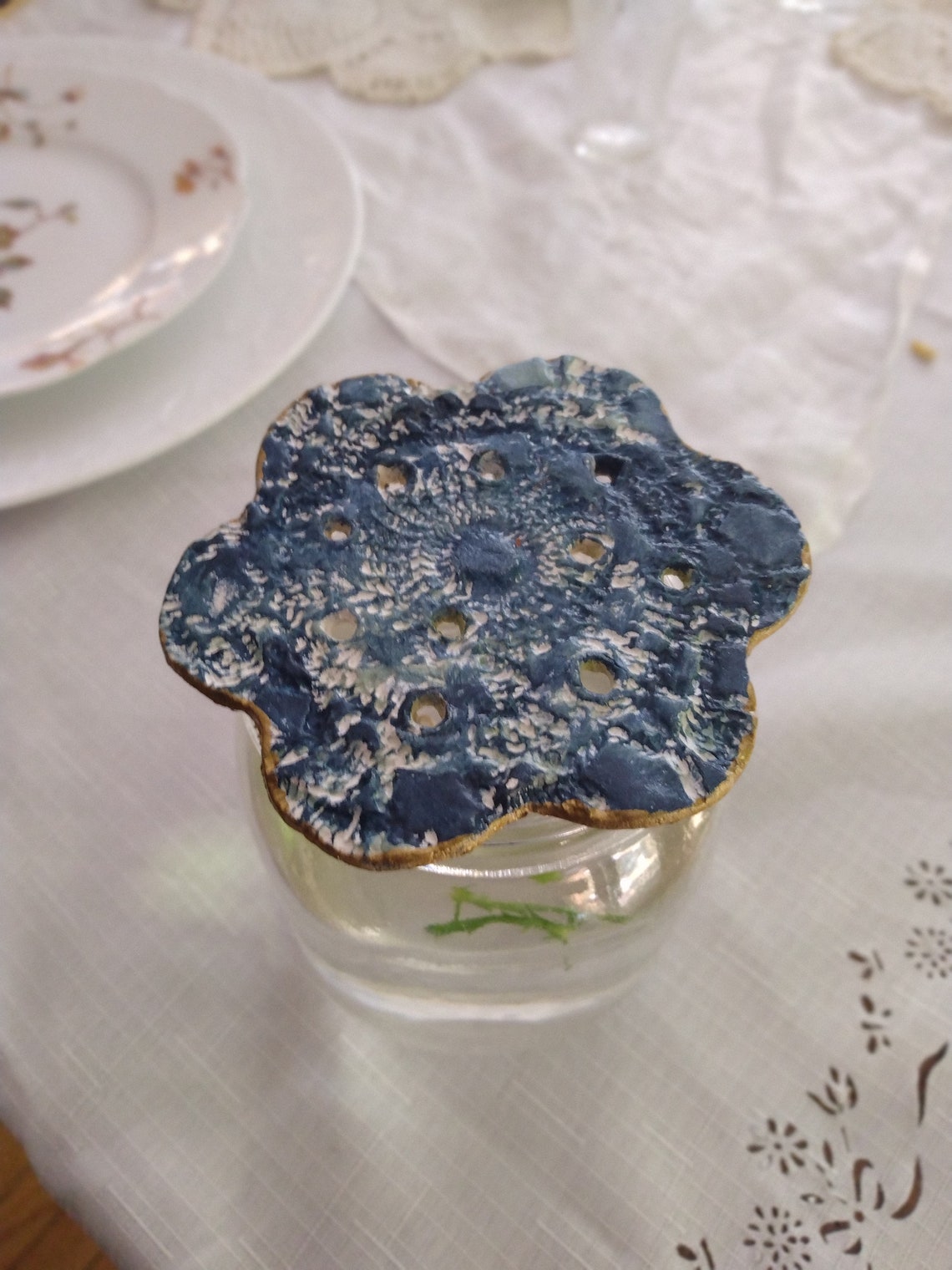 Vase Topper Handmade Clay Pressed With Vintage Lace Hand - Etsy