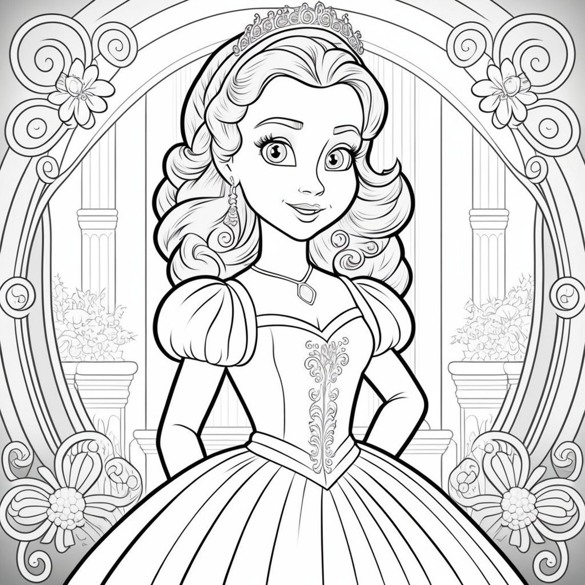 Princess Coloring Book, Printable Coloring Book, Princess Coloring ...
