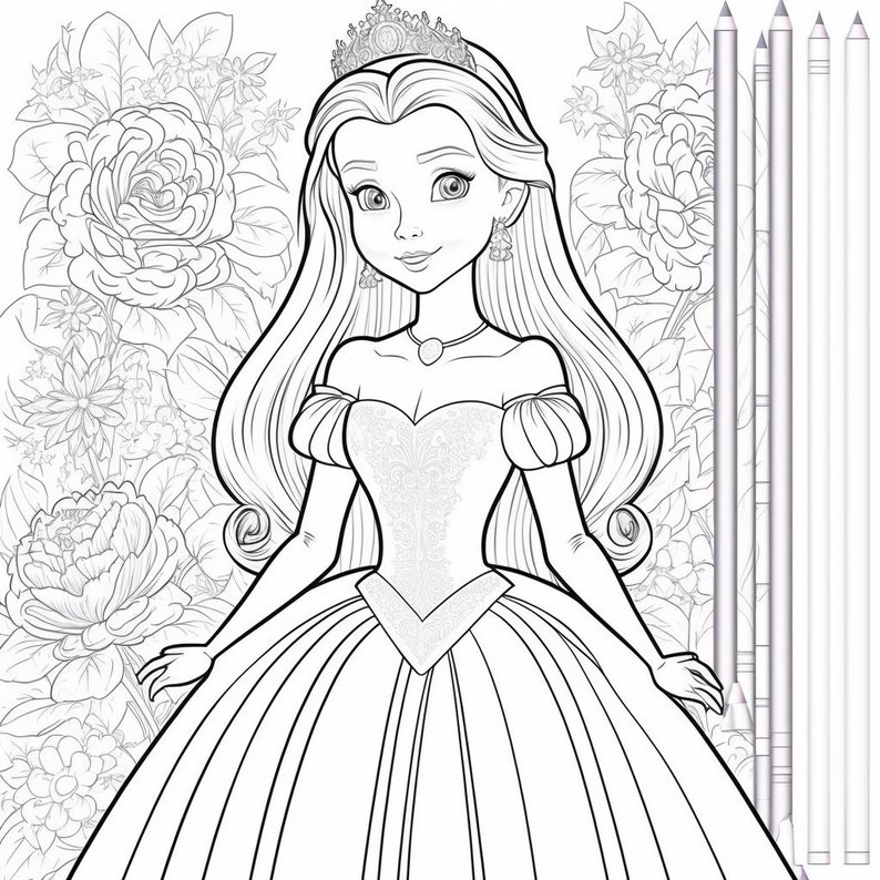 Princess Coloring Book, Printable Coloring Book, Princess Coloring ...