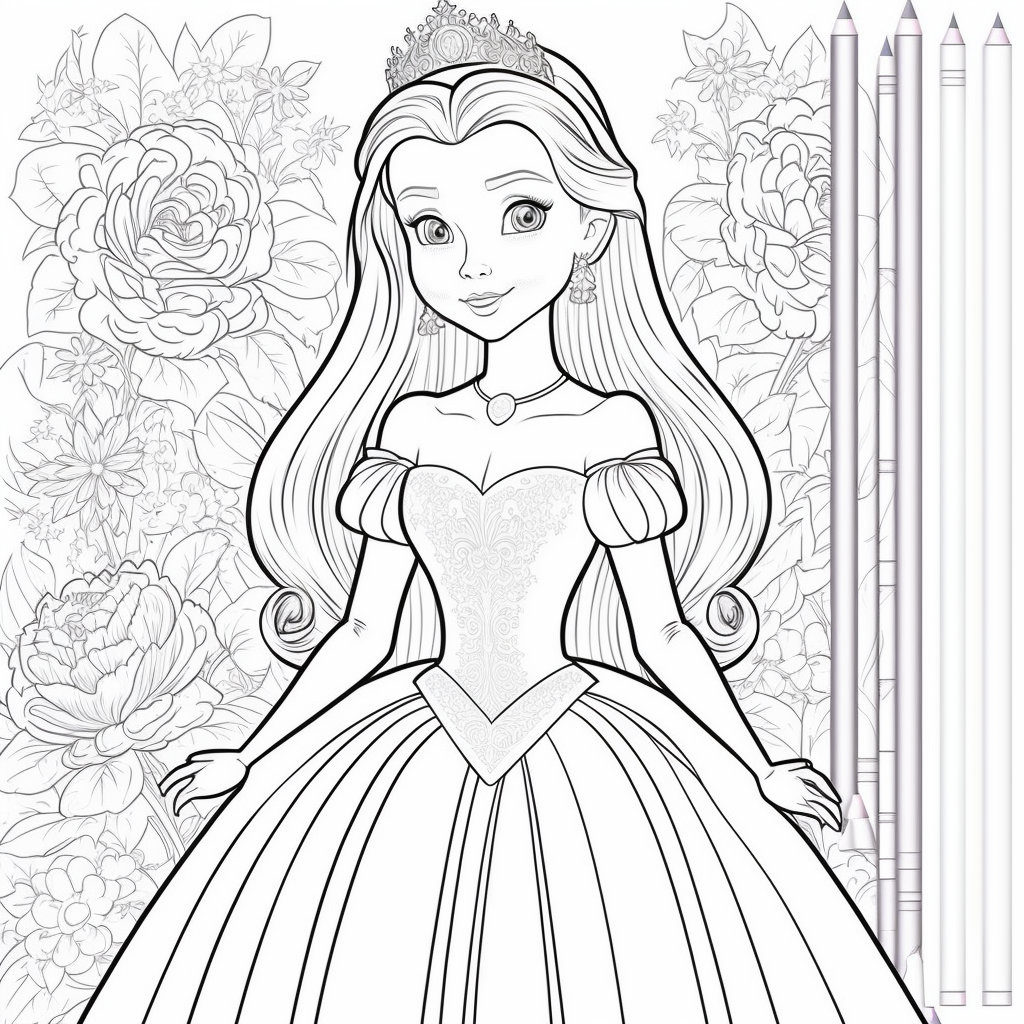 Princess Coloring Book, Printable Coloring Book, Princess Coloring ...