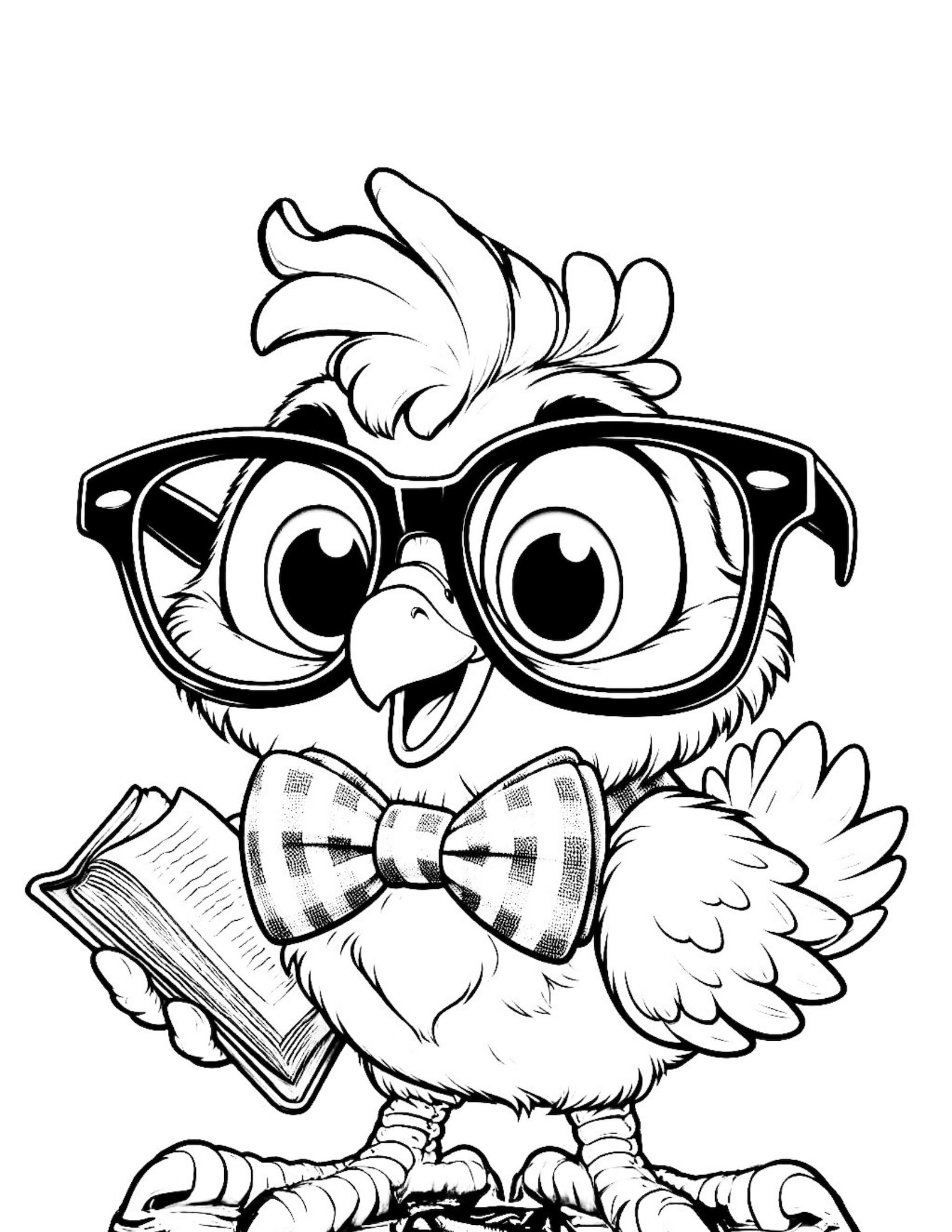 Crazy Chicken Funny, Coloring Book, Printable Coloring Book, Coloring ...