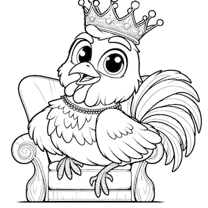 Crazy Chicken Funny, Coloring Book, Printable Coloring Book, Coloring ...