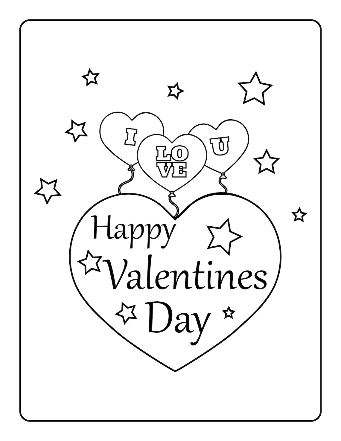 Happy Valentines Day Coloring Pages, Printable Coloring Book, Princess ...