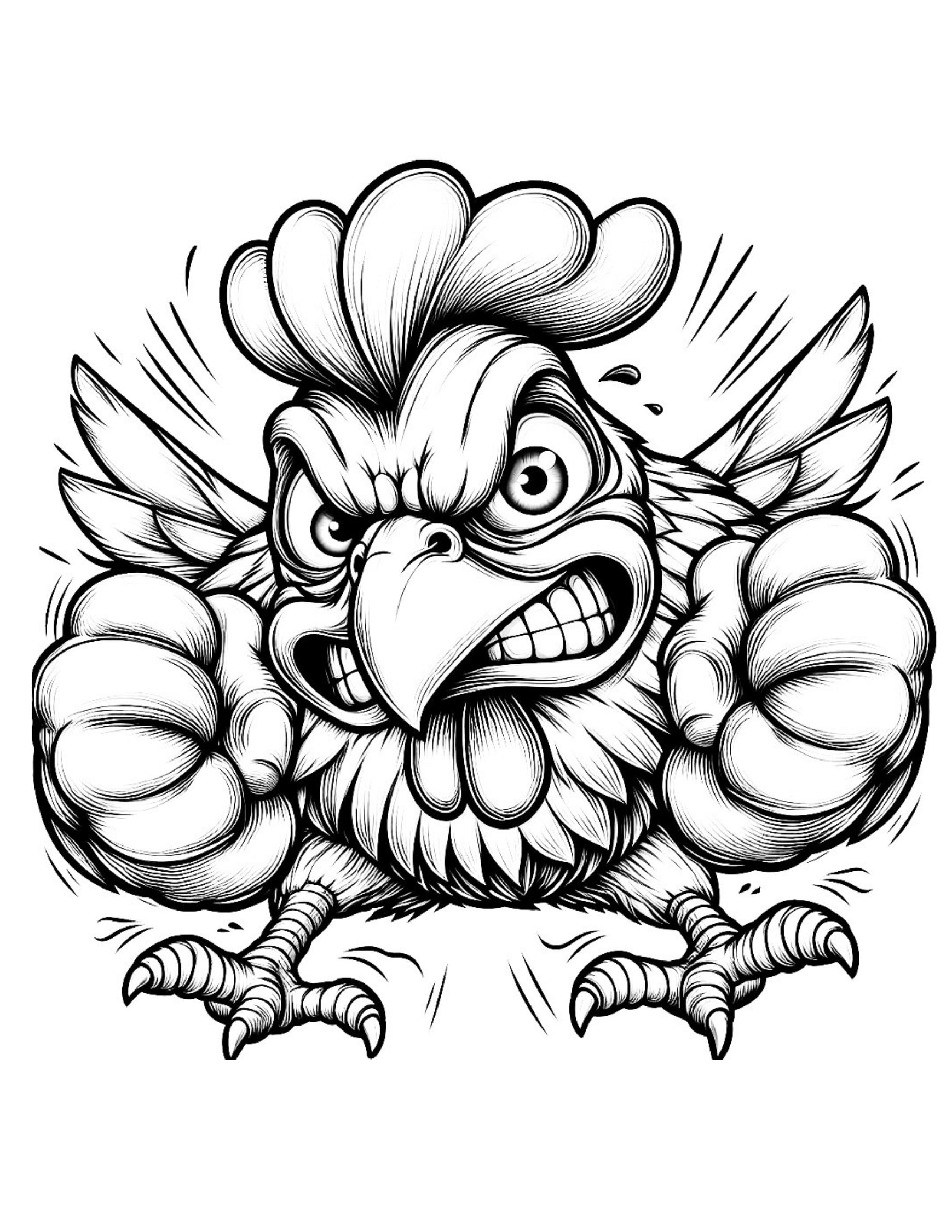 Crazy Chicken Funny, Coloring Book, Printable Coloring Book, Coloring ...