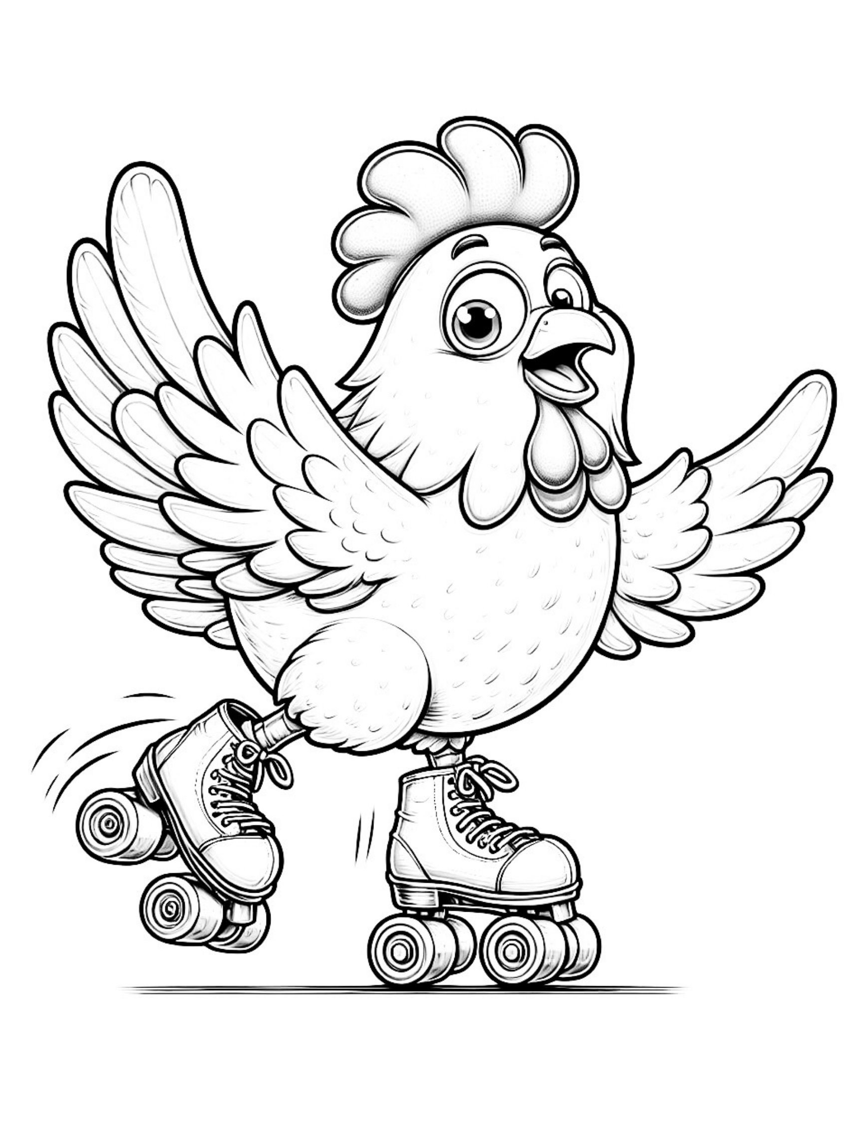 Crazy Chicken Funny, Coloring Book, Printable Coloring Book, Coloring ...