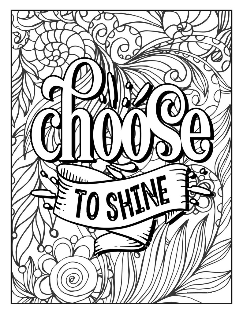 Motivational Quotes Coloring Pages, 15 Pages, Printable Coloring Book ...