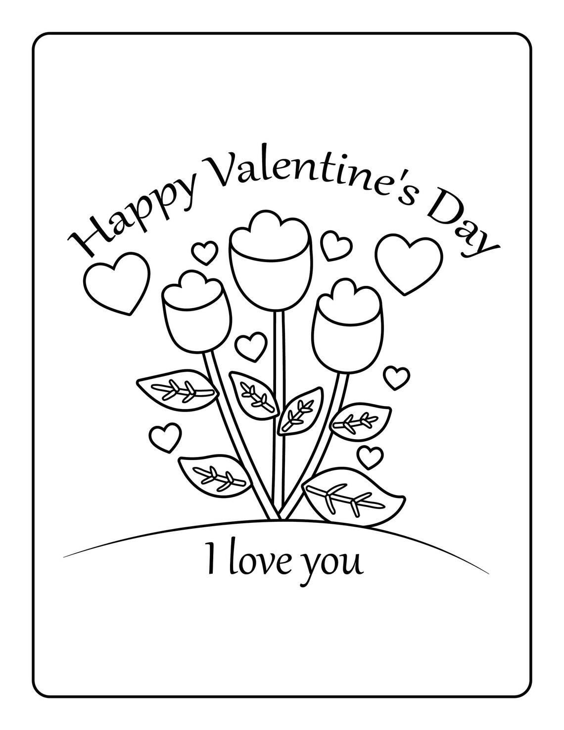Happy Valentines Day Coloring Pages, Printable Coloring Book, Princess ...