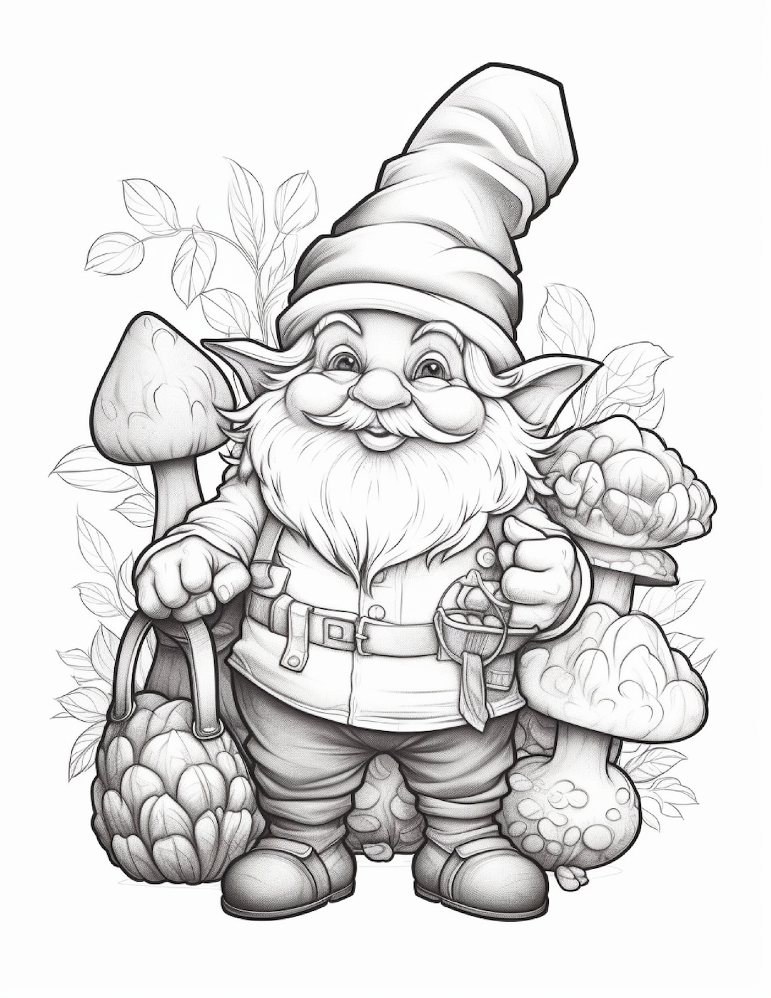 Cute Gnomes Coloring Pages, Printable Coloring Book, Coloring Pages ...