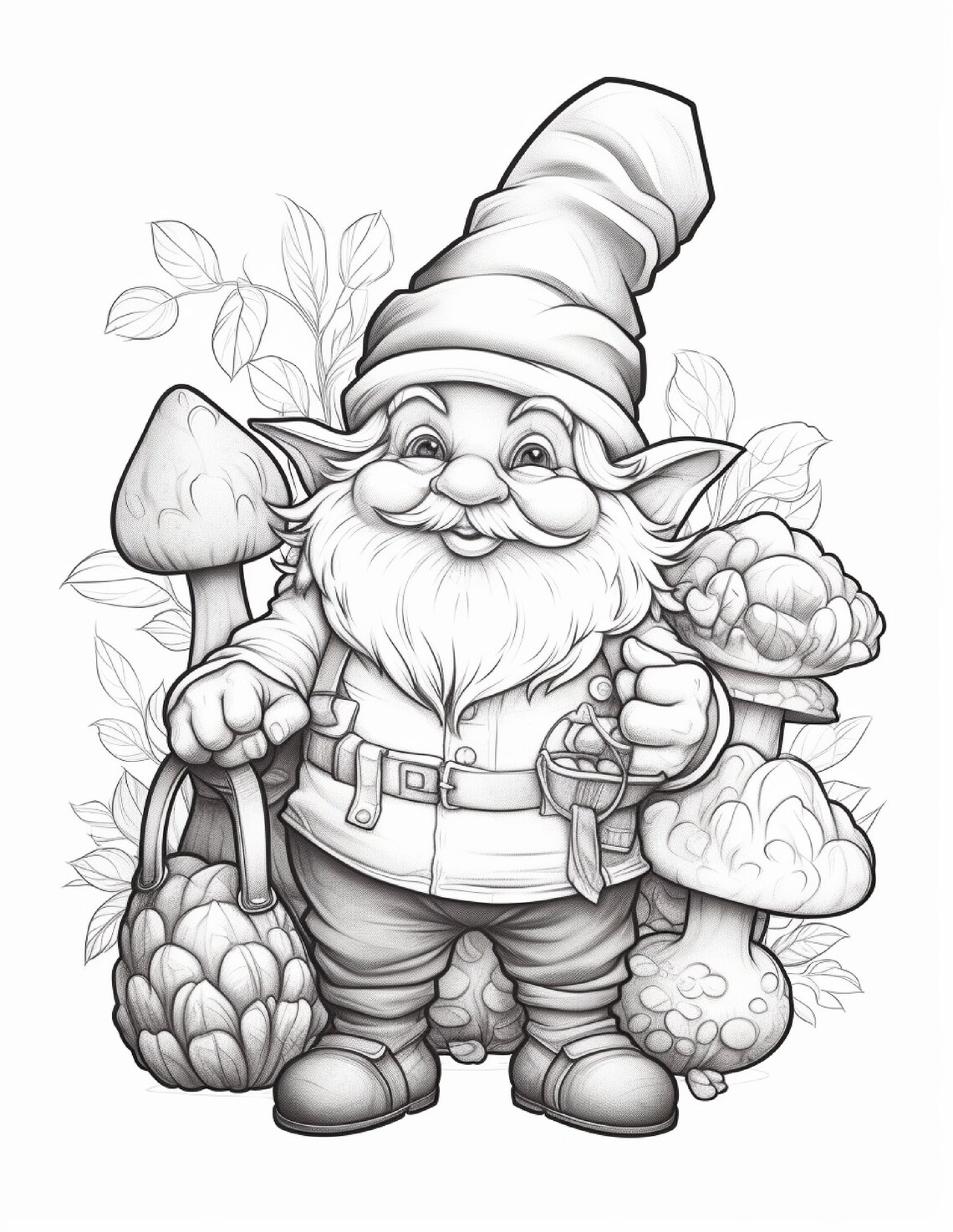 Cute Gnomes Coloring Pages, Printable Coloring Book, Coloring Pages ...