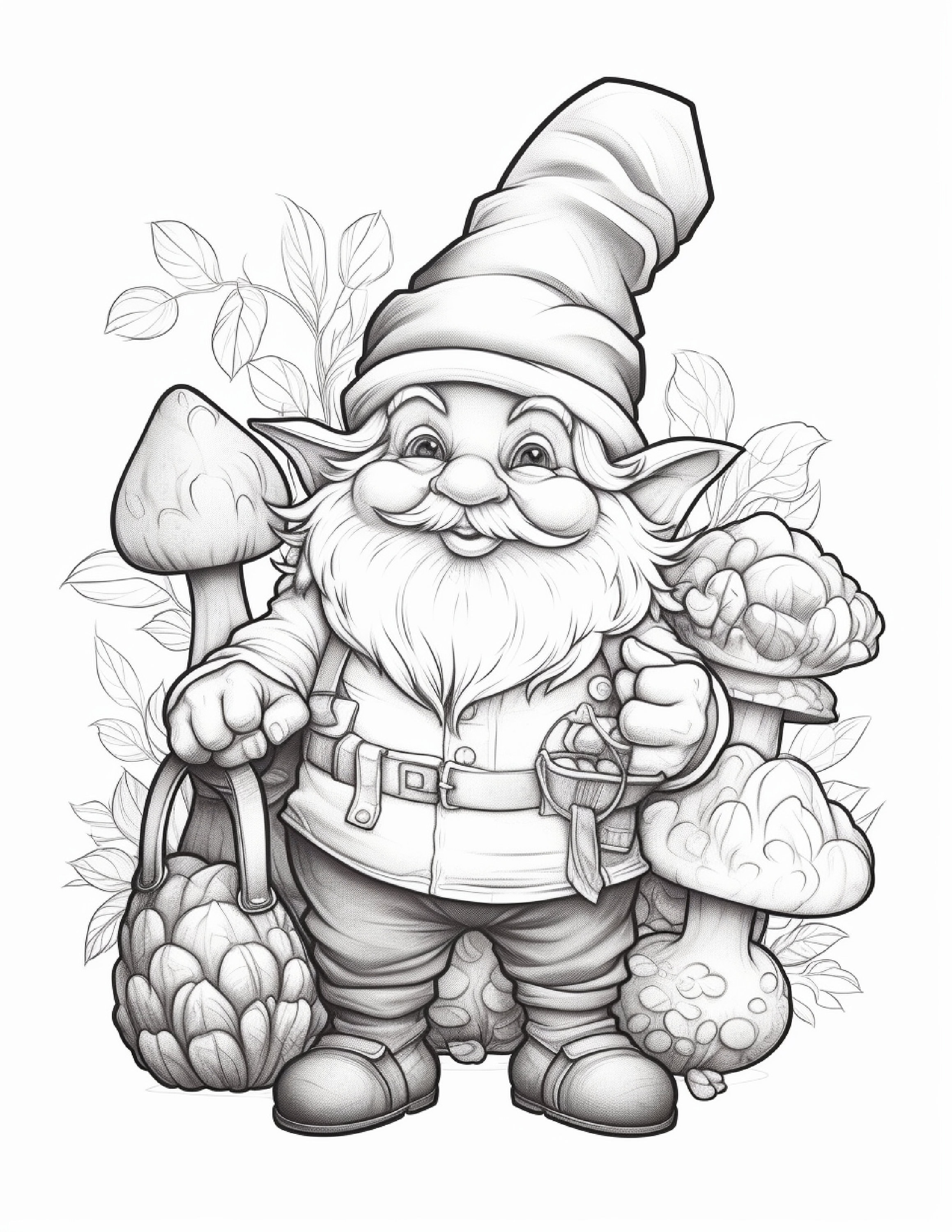 Cute Gnomes Coloring Pages, Printable Coloring Book, Coloring Pages ...