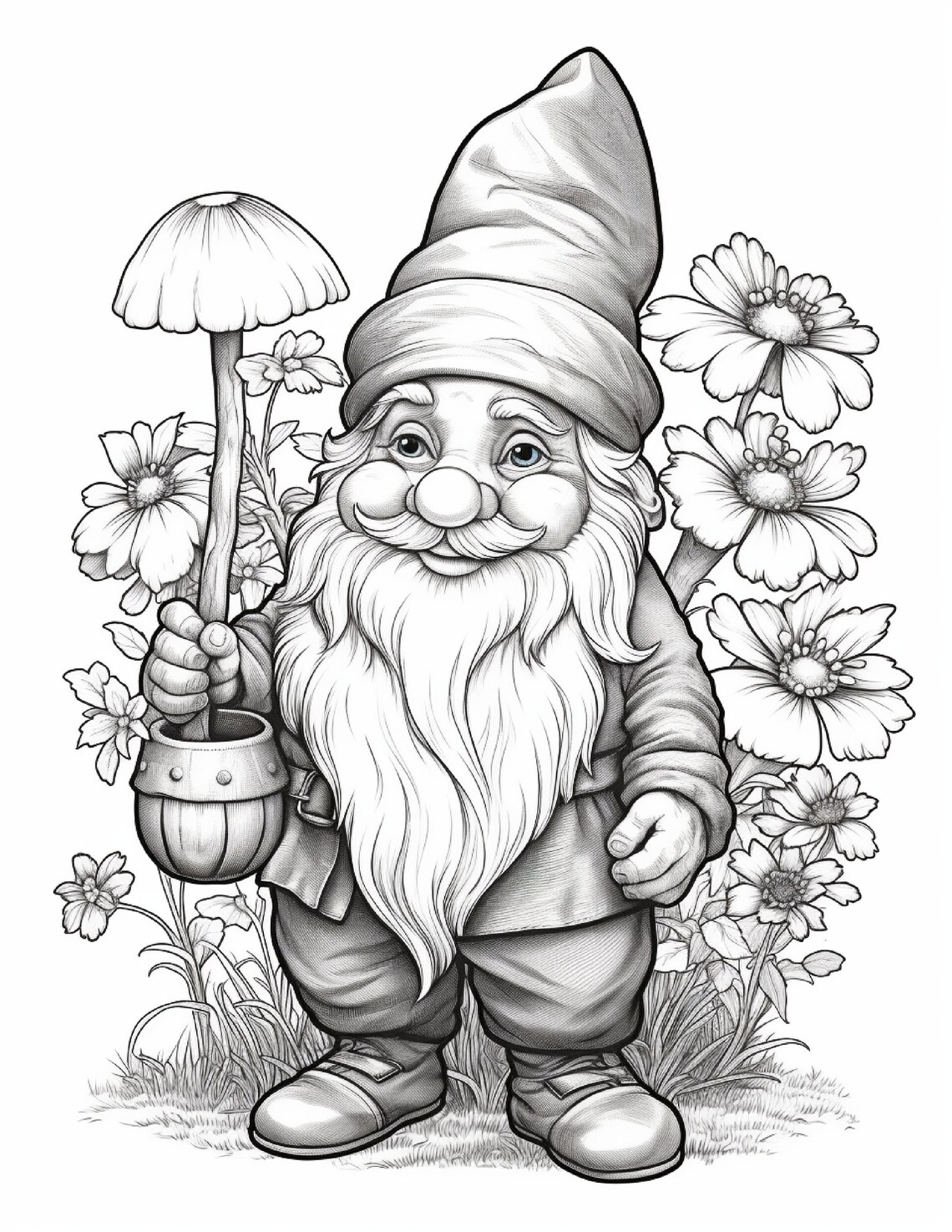 Cute Gnomes Coloring Pages, Printable Coloring Book, Coloring Pages ...
