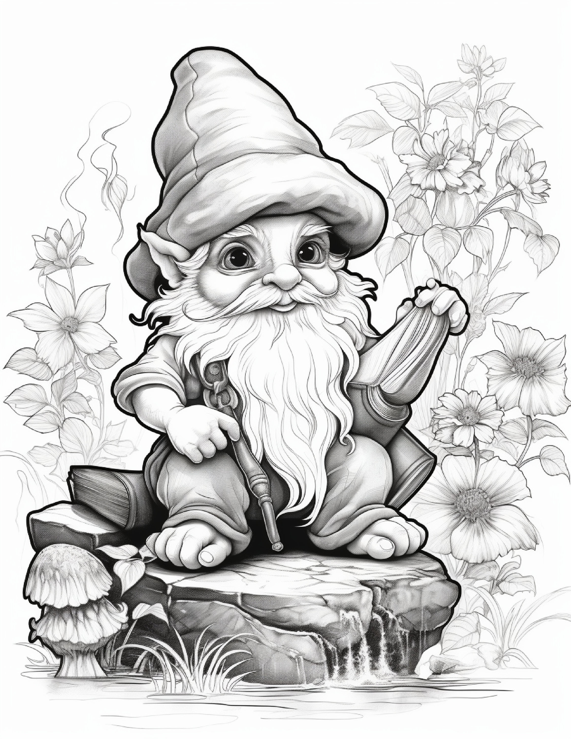 Cute Gnomes Coloring Pages, Printable Coloring Book, Coloring Pages ...