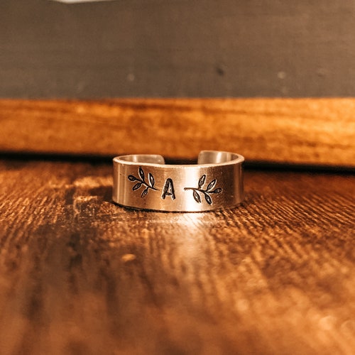 Custom Initial Ring Silver Initial Ring Silver Double - Etsy