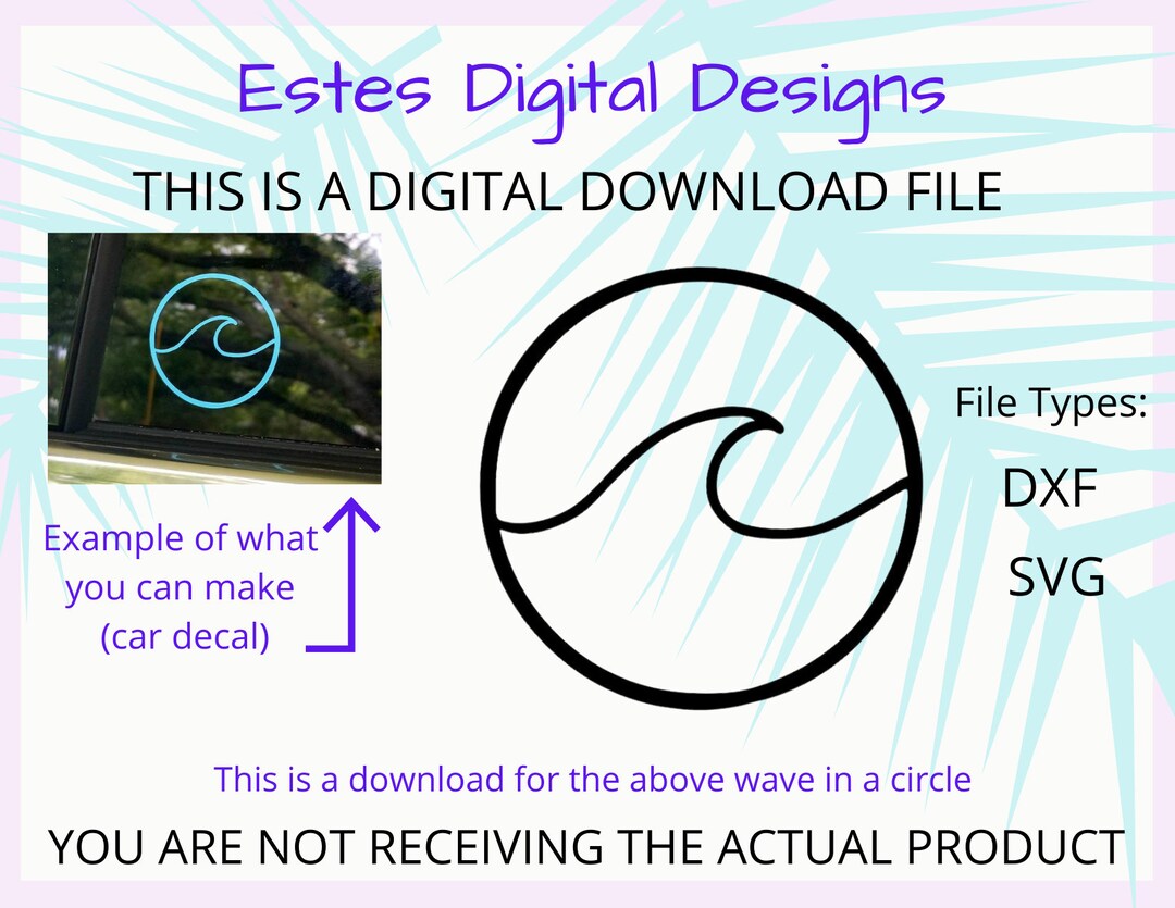 Circle Wave File, JPG, DXF and SVG, Tropical Digital Download, Svg Wave ...