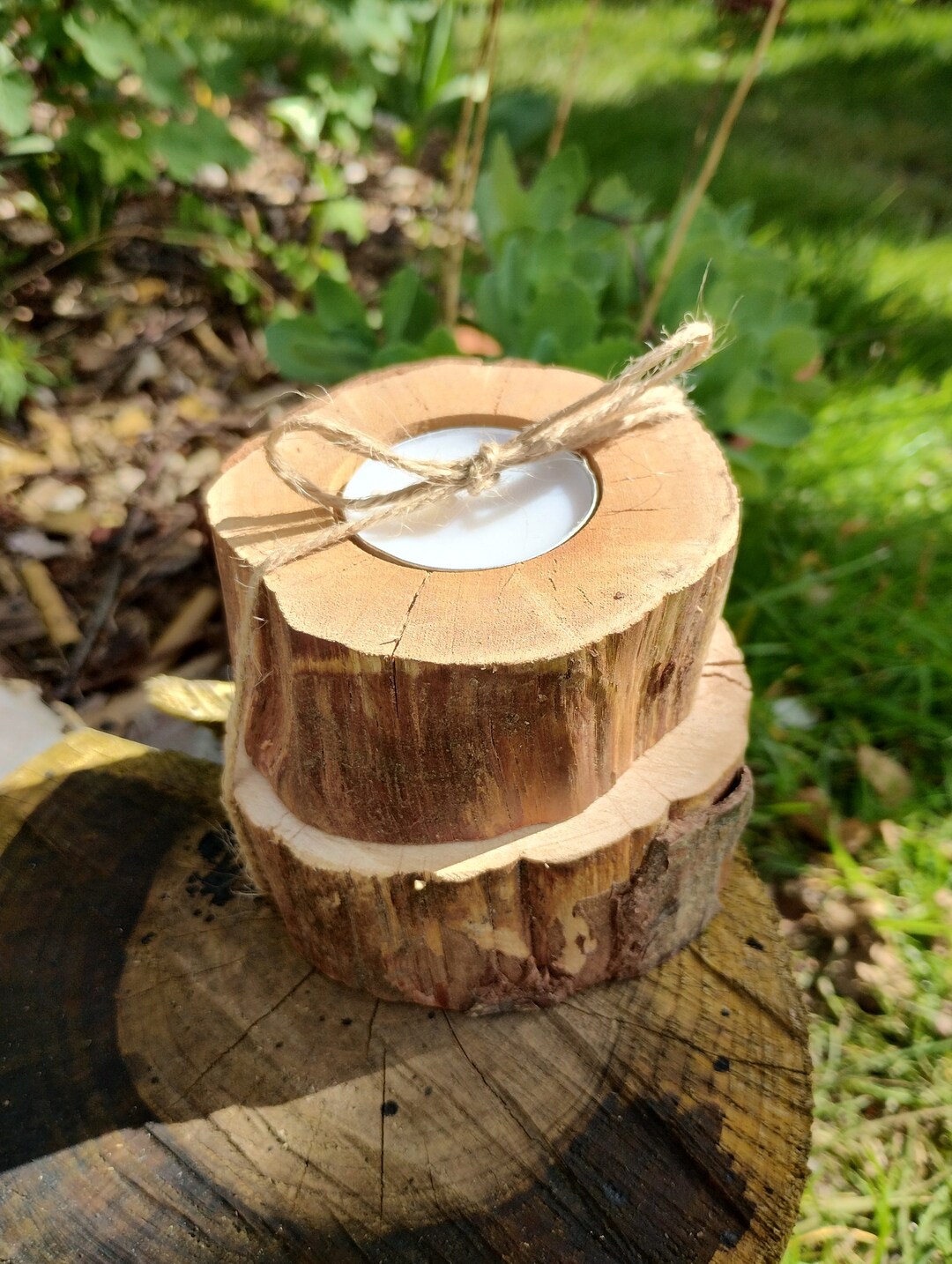 Handmade Log Tea Light Holders Set of 2 - Etsy UK