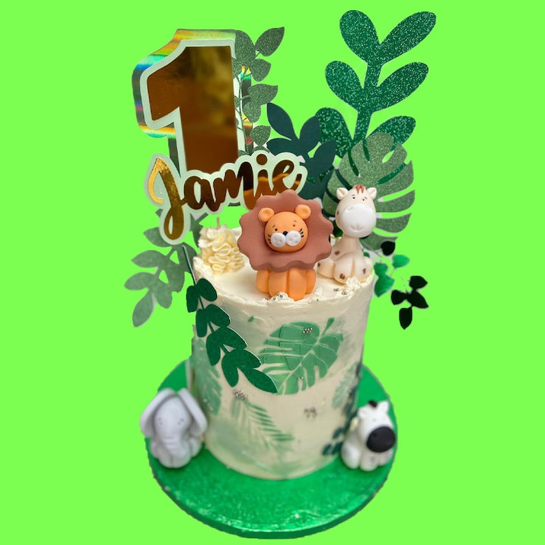 Jungle Cake Topper Set Card or Acrylic - Etsy