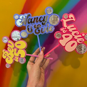 Disco Cake Topper Set Groovy Cake Topper 80s 70s Pastel Disco Retro - Etsy