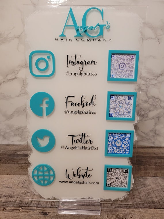 Large Social Media Sign With Icons and QR Codes | Etsy