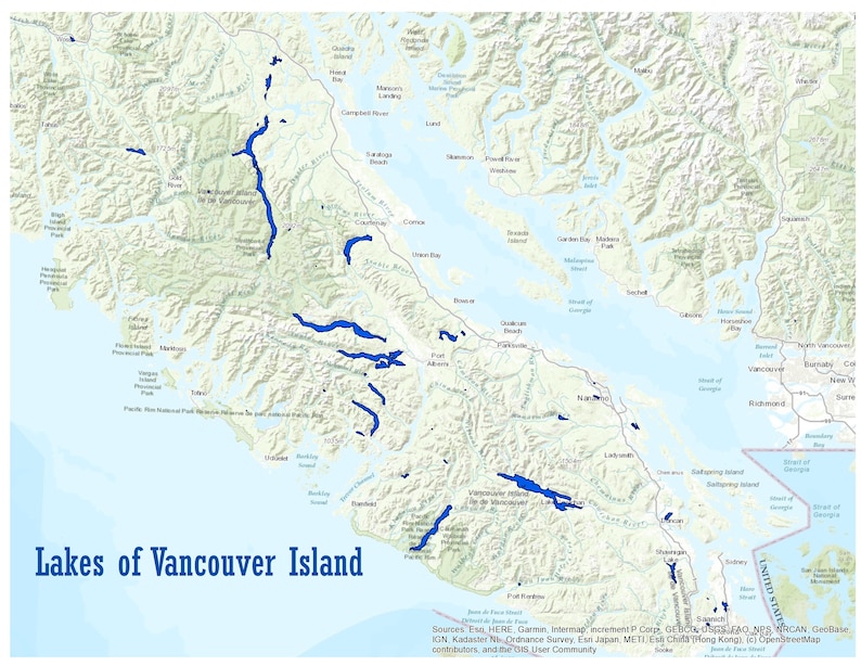45 Vancouver Island Lake Maps Silhouette Outline Border Boundary ...