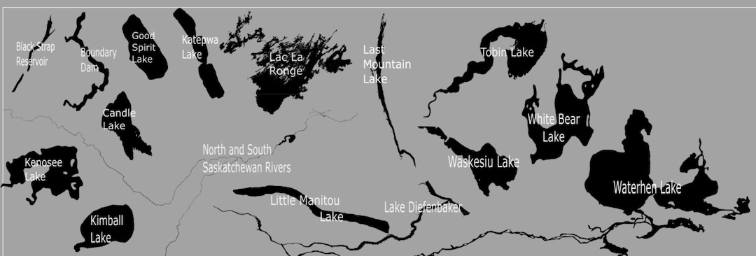 16 Saskatchewan Lake and River Maps Silhouette Outline Border Boundary ...