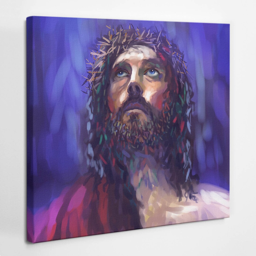 The Passion of Christ Jesus Christian Wall Art, Purple Religious Canvas ...