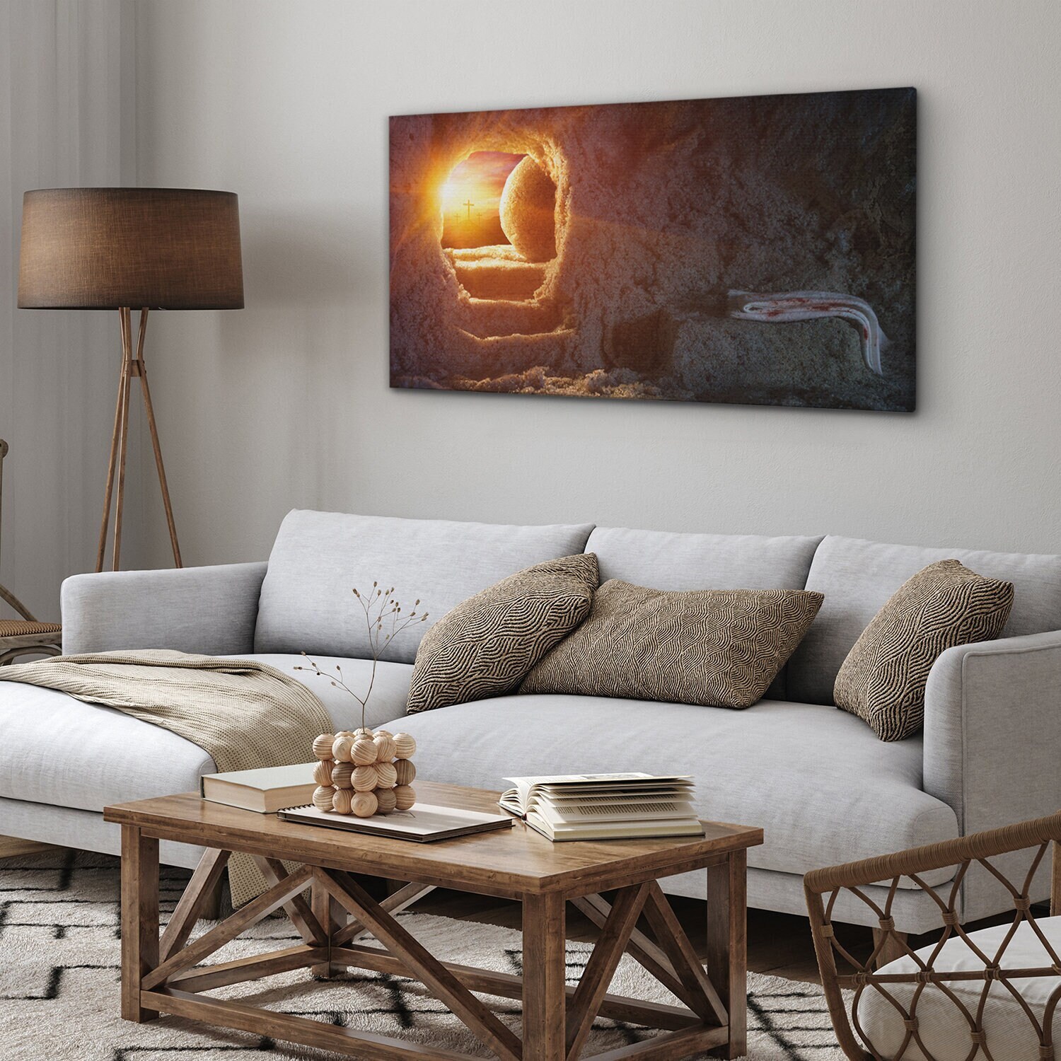 Jesus Resurrection Cave, Christian Wall Art, Religious Canvas Art ...