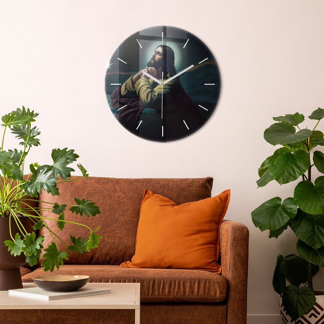 Jesus Christ Prayer Print Clock, Navy Tempered Glass Clock, Modern Wall ...