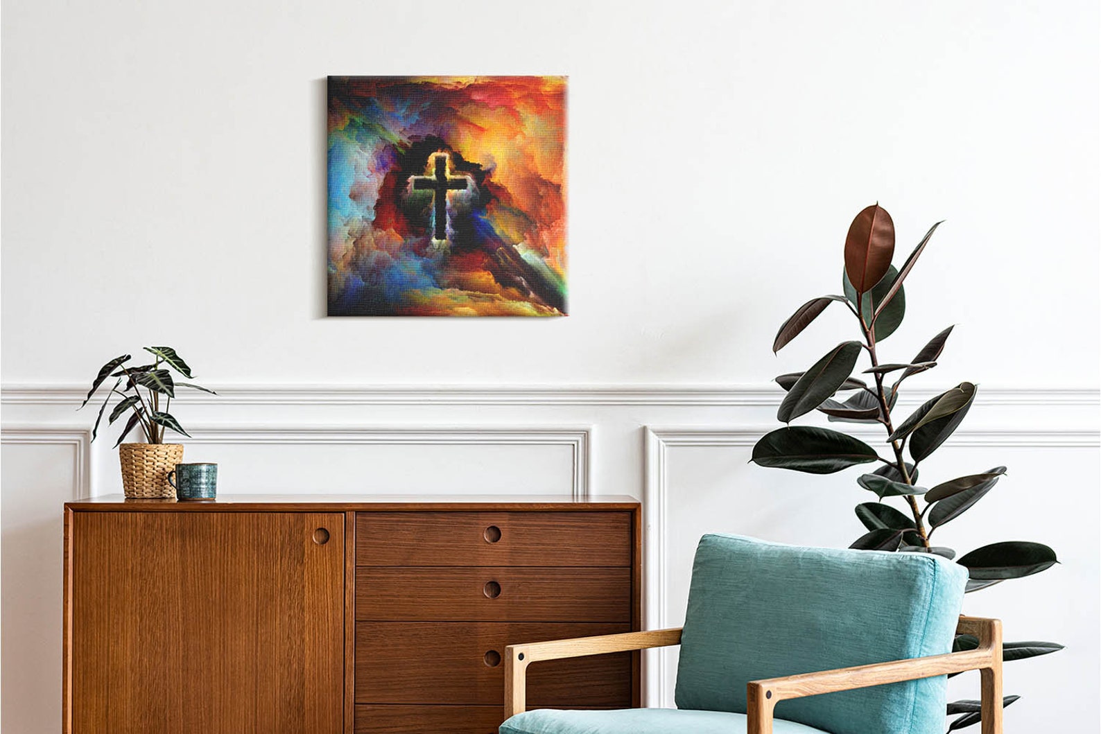 Holy Cross in Colors Christian Wall Decoration, Multicolor Christian ...