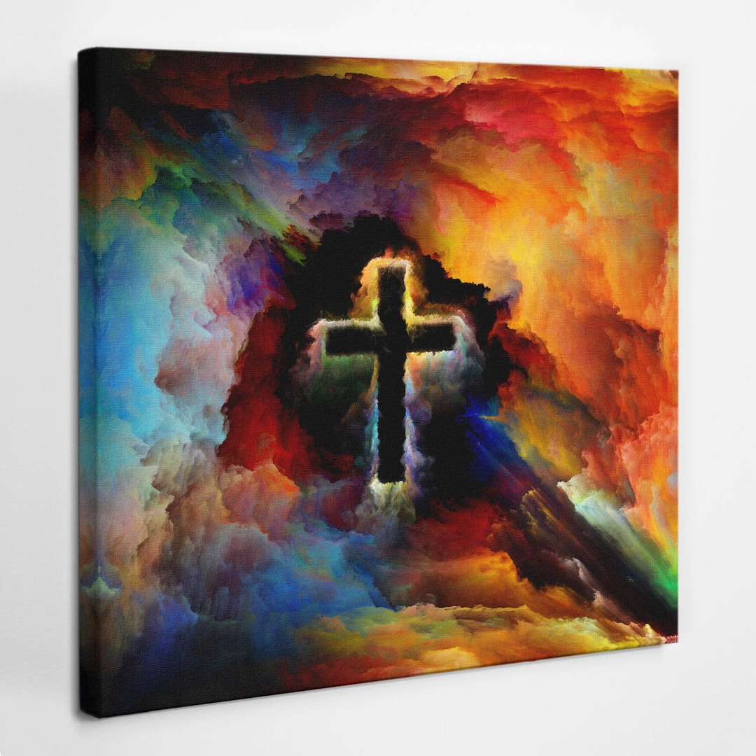 Holy Cross in Colors Christian Wall Decoration, Multicolor Christian ...