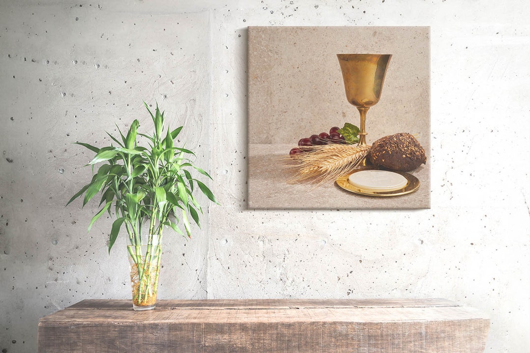 First Holy Communion Christian Wall Art, Beige Religious Canvas Art ...
