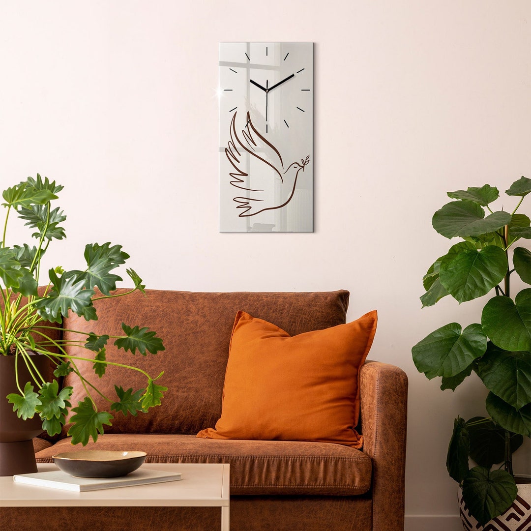 Holy Spirit Dove of Peace Glass Wall Clock, Beige Rectangular Clock ...