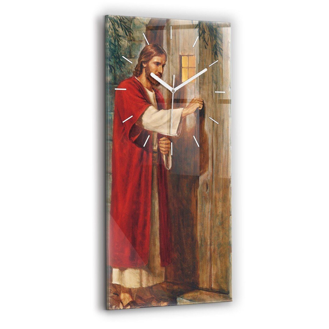 Jesus Visiting Home Rectangular Clock, Colorful Glass Wall Clock ...