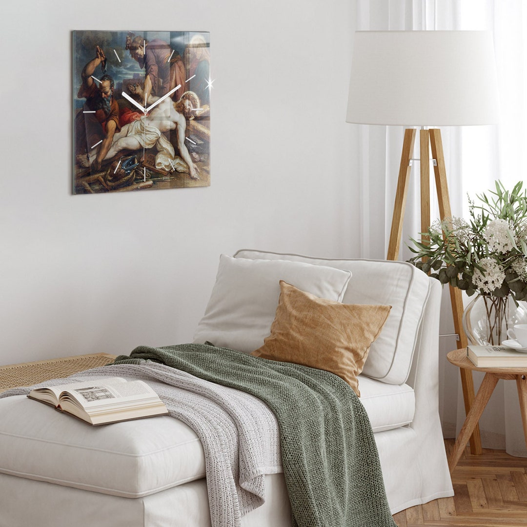 The Crucifixion of Jesus Print Clock, Colorful Tempered Glass Clock ...