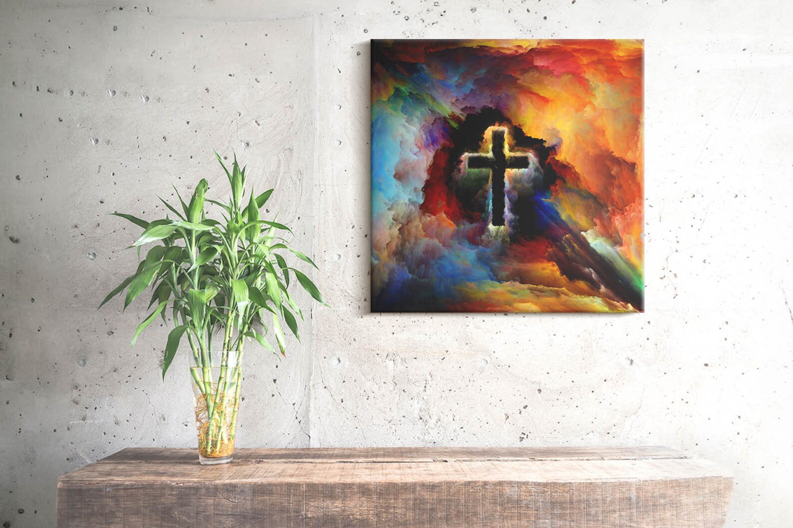Holy Cross in Colors Christian Wall Decoration, Multicolor Christian ...