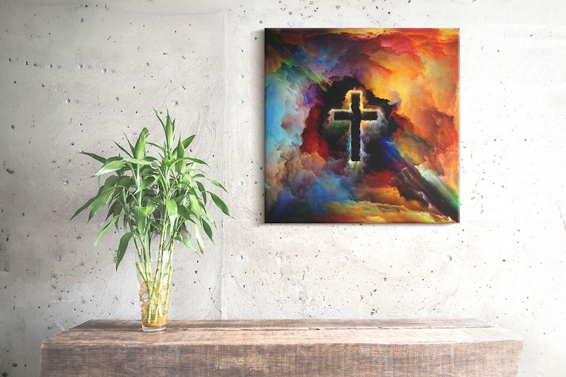 Holy Cross in Colors Christian Wall Decoration, Multicolor Christian ...