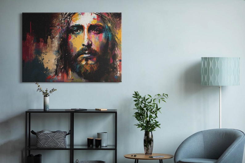 Jesus' Face Portrait, Christian Wall Decoration, Christian Canvas Wall ...
