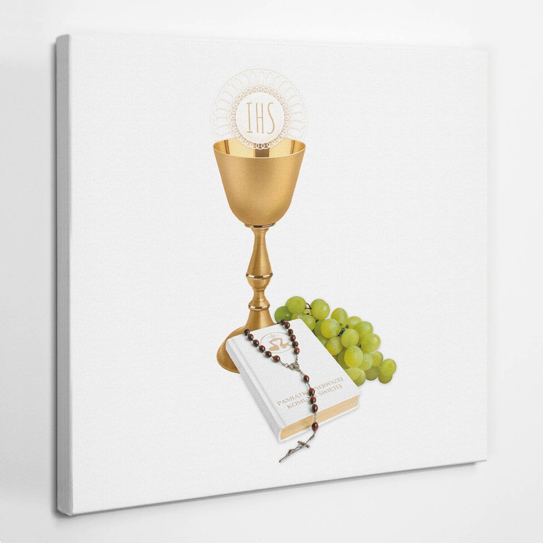 Eucharist Holy Communion Christian Wall Art, White Religious Canvas Art ...