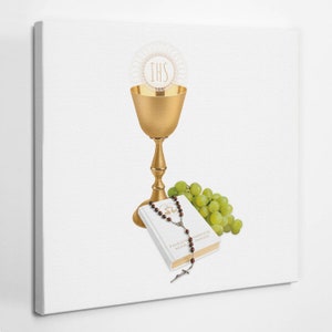 Eucharist Holy Communion Christian Wall Art, White Religious Canvas Art ...