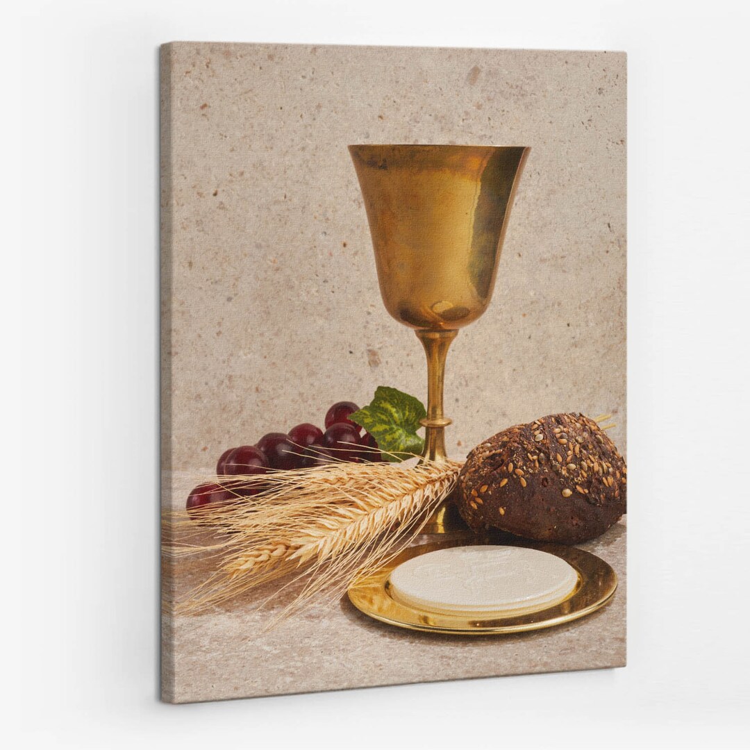 First Holy Communion Christian Wall Decoration, Beige Christian Canvas ...